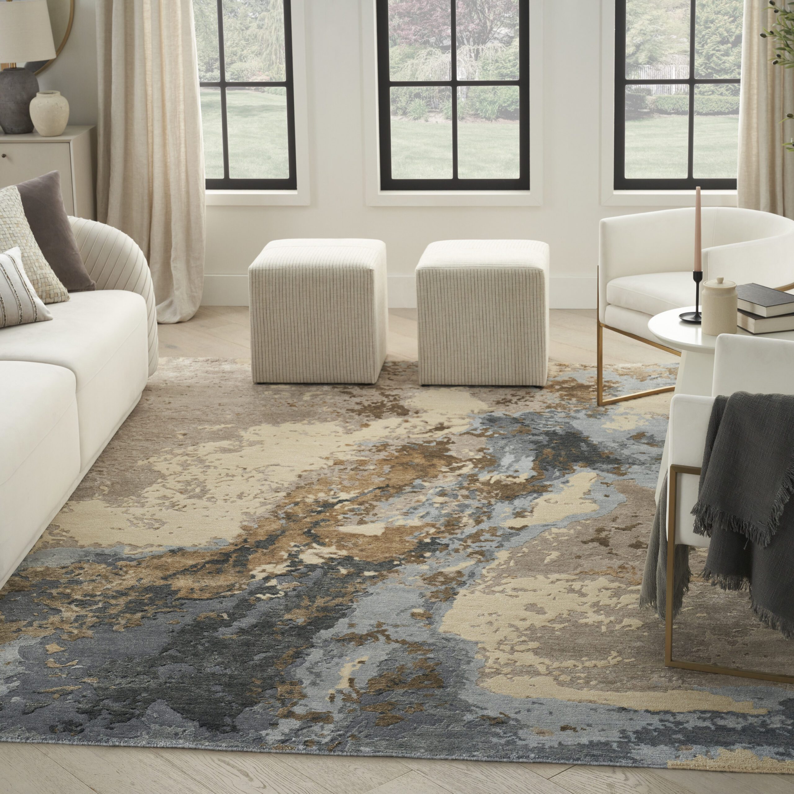 Silk Shadows 23 Beige Blue | MaltaRugs